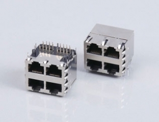 Stacked RJ45 Modular Jack 2x2_Stacked RJ45 Jack -惠兴力HULYN